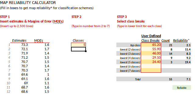 The Map Reliability Calculator for Classifying ACS Data | At These ...