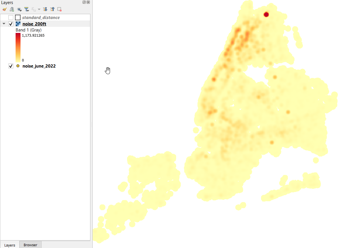 Kernel Density and Contours in QGIS: Noisy NYC | At These Coordinates