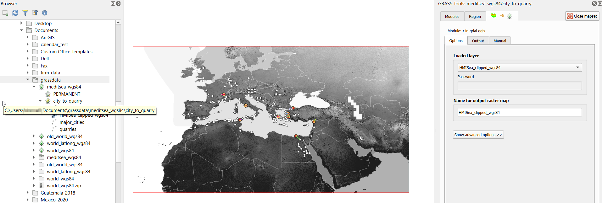 Cost Surfaces and Least Cost Paths in QGIS and GRASS | At These Coordinates